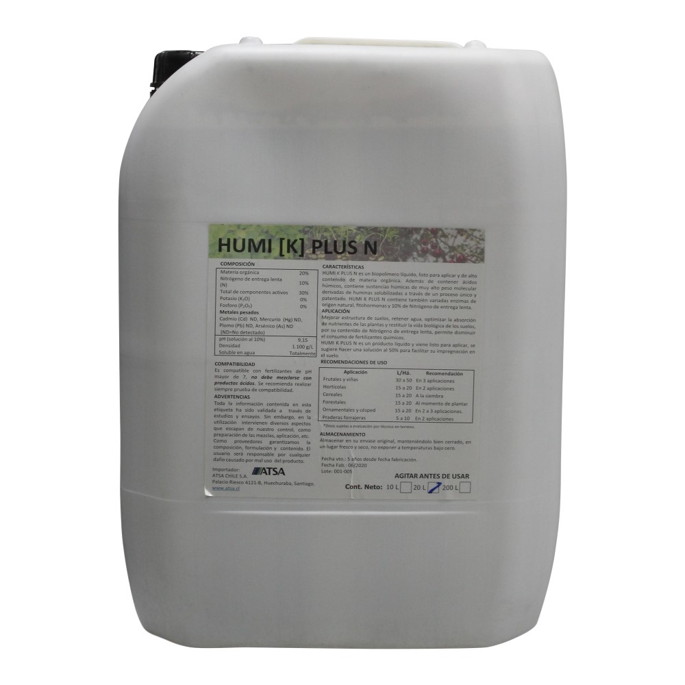 MEJORADOR DE SUELO LIQUIDO LEONARDITA HUMI K PLUS N 20 LITROS