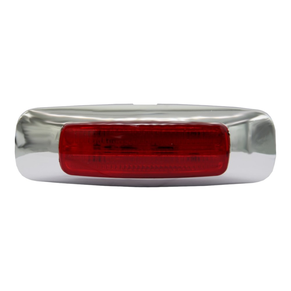 Foco lateral ovalado 12 led cromado rojo