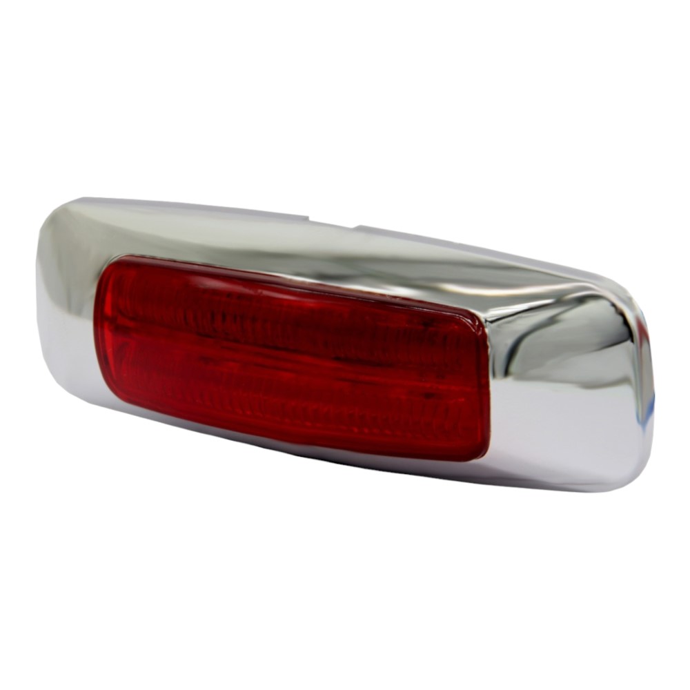Foco lateral ovalado 12 led cromado rojo