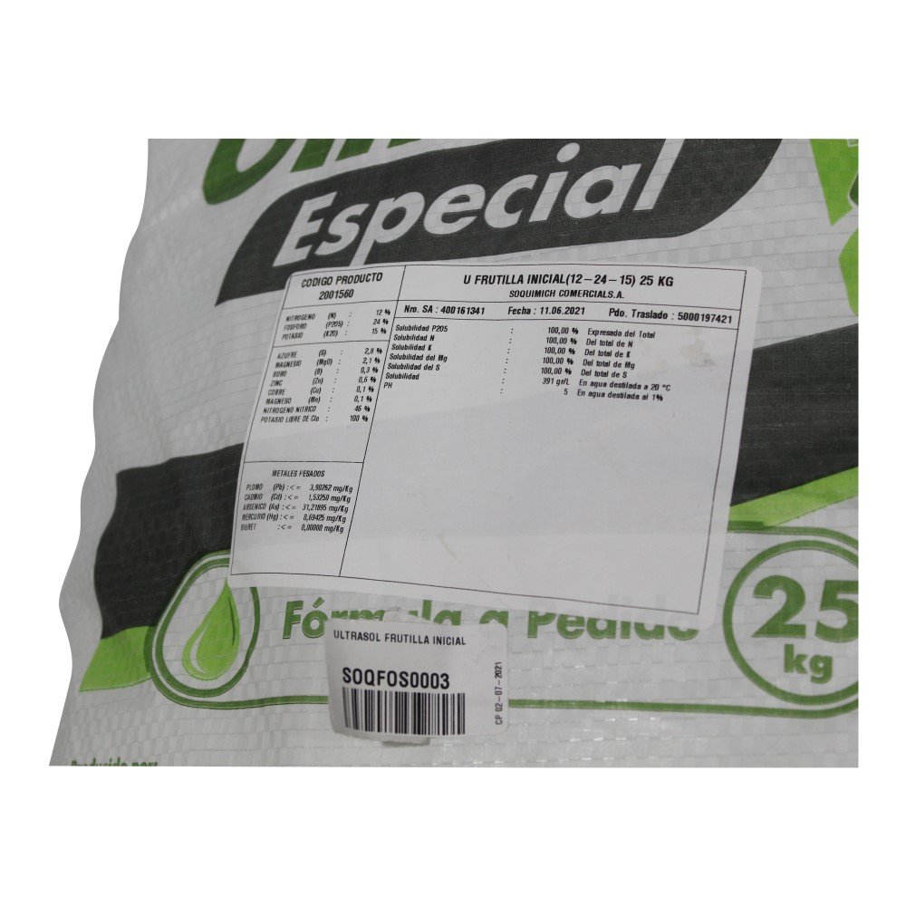 ULTRASOL FRUTILLA INICIAL - SACO 25 KILOGRAMOS