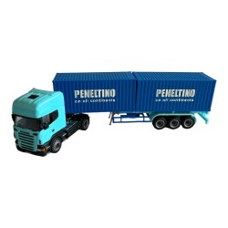 Camion scania con containers azul